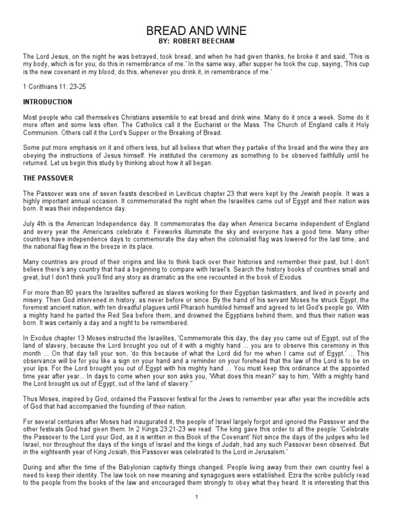 BREAD AND WINE (Robert Beecham) | PDF | The Exodus | Eucharist