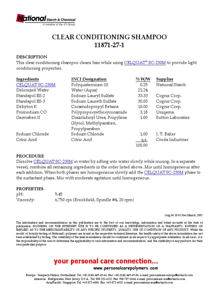 Clear Conditioner Shampoo | PDF