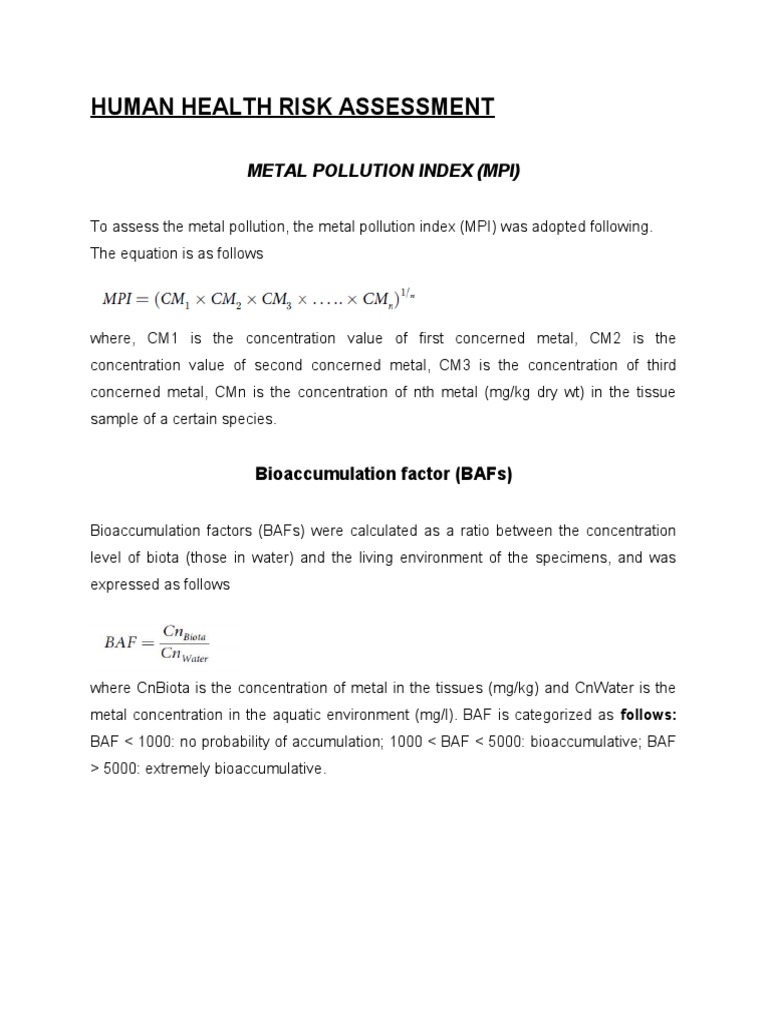 Human Health Risk Assessment | PDF | Risk | Determinants Of Health