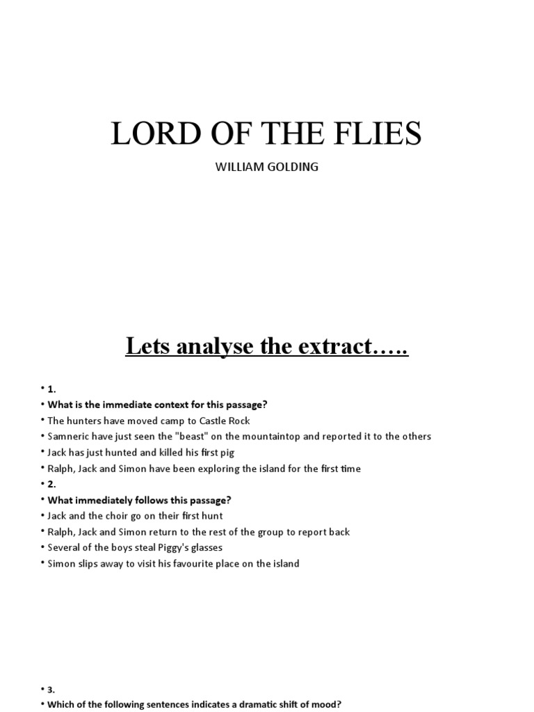 LORD OF THE FLIES Analysis | PDF