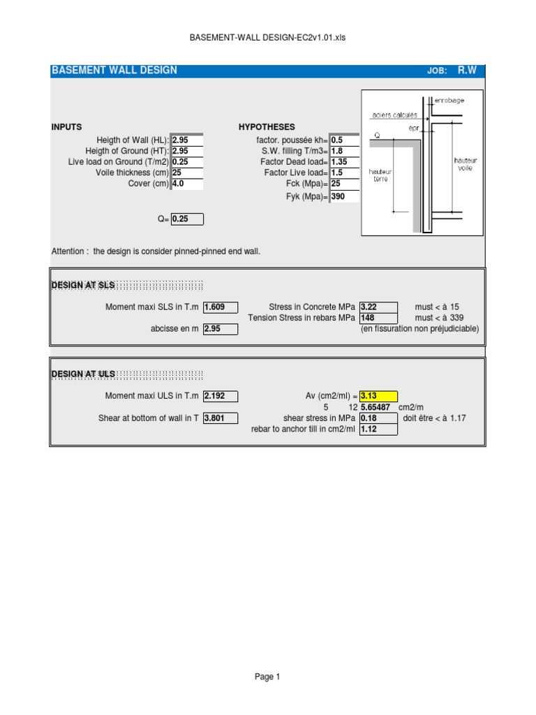 Basement Wall Design Calculations and Requirements | PDF