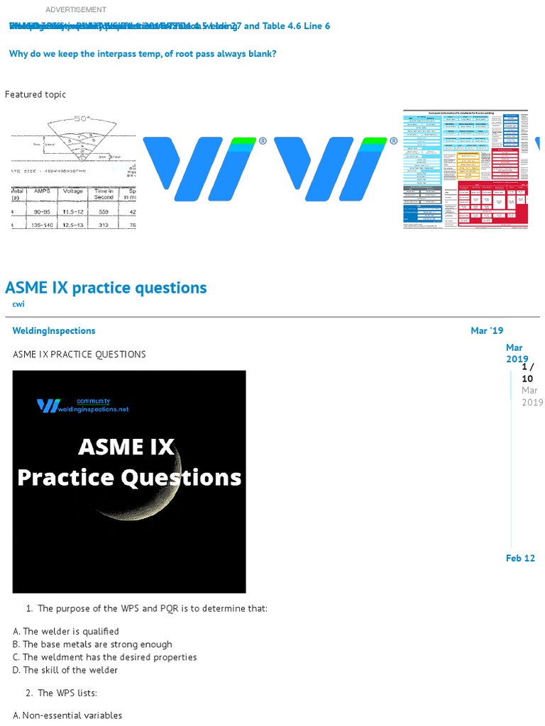ASME IX Practice Questions - Exams - Welding Inspecions Community | PDF ...