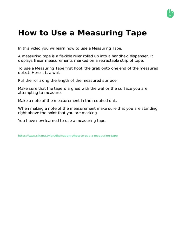 How To Use A Measuring Tape PDF | PDF