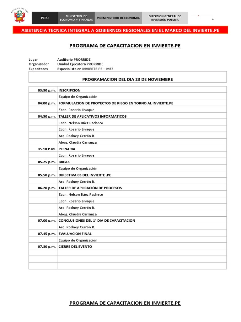 Programa de Capacitacion | PDF