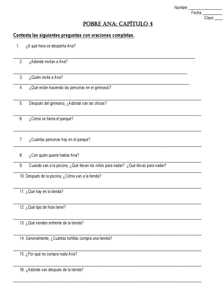 Actividades y Reflexiones de Pobre Ana | PDF | Deportes | Ocio
