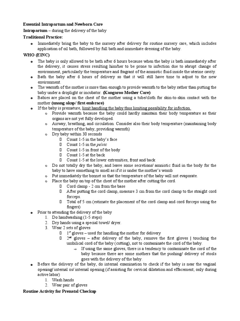 Essential Intrapartum and Newborn Care 1 | PDF | Placenta | Childbirth