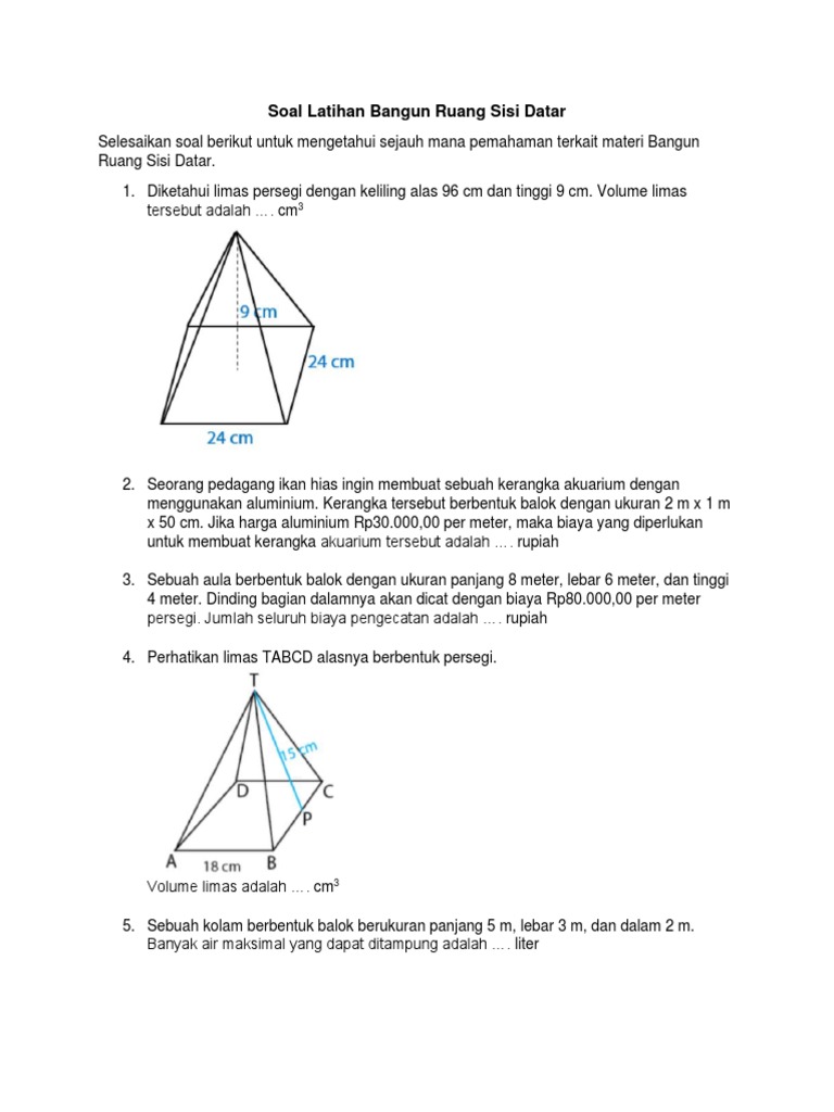 Soal Latihan Bangun Ruang Sisi Datar | PDF