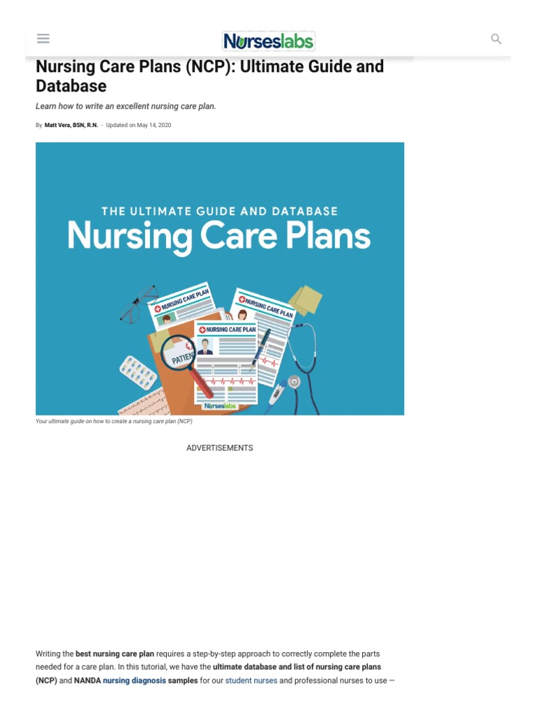 Nursing Care Plan (NCP) - Ultimate Guide and Database - Nurseslabs ...