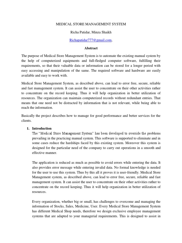 Medical Store Management System | PDF | System | Data