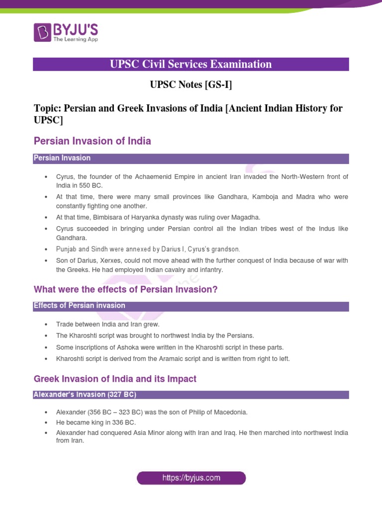 Persian and Greek Invasions of India | PDF | Achaemenid Empire ...