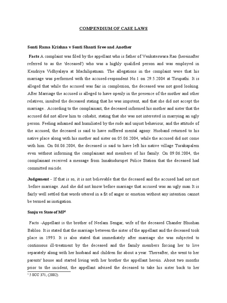 Compendium of Case Laws: Sanju Vs State of MP | PDF | Mens Rea | Public Law