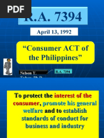 RA 7394 Consumer ACt | PDF | Government | Social Institutions