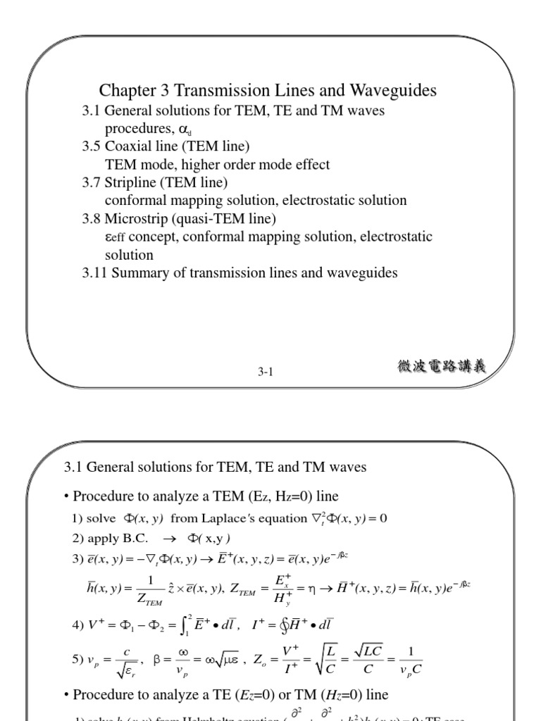 Transmission Lines and Waveguides Notes | Download Free PDF ...