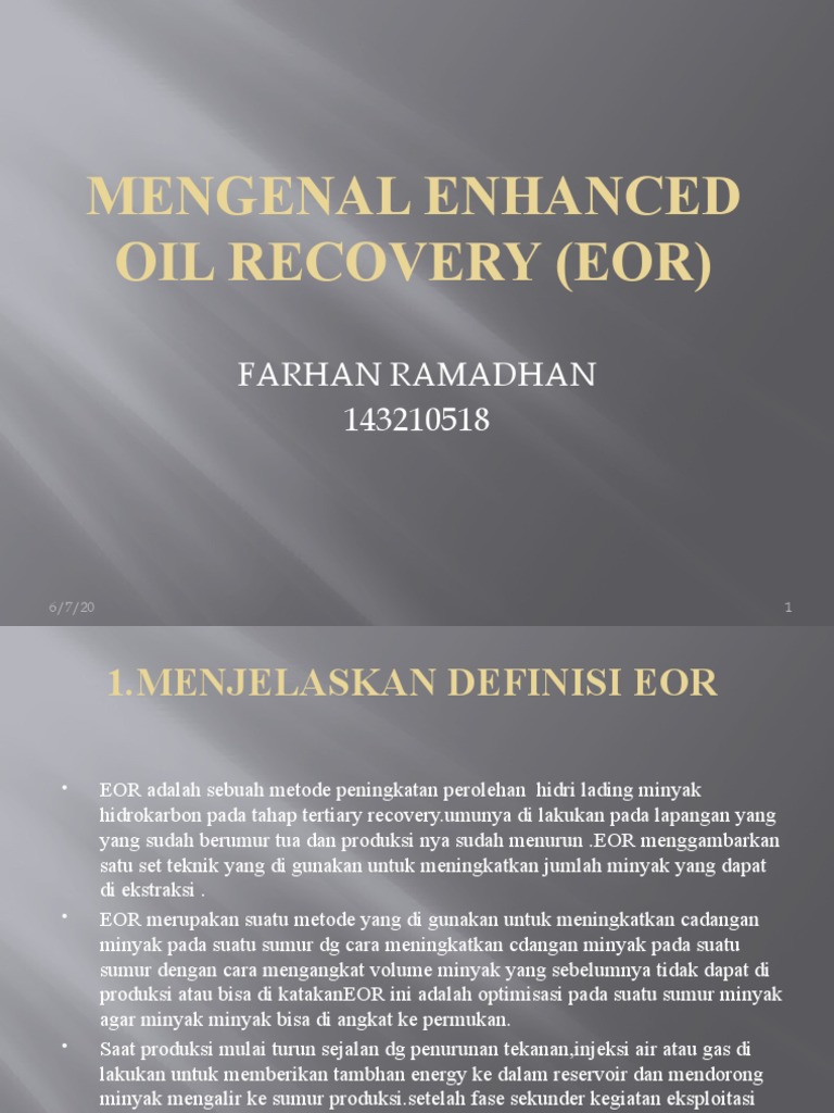 Mengenal Enhanced Oil Recovery (Eor) PPT2 | PDF