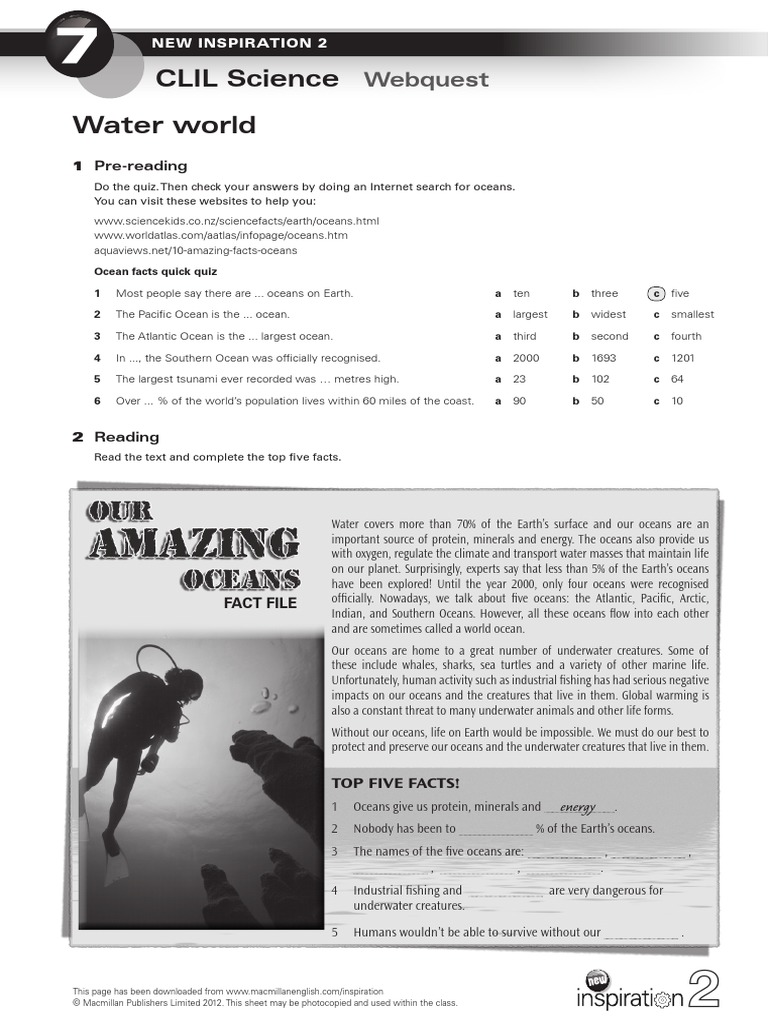 CLIL Science Water World: Webquest | PDF | Oceans | Oceanography