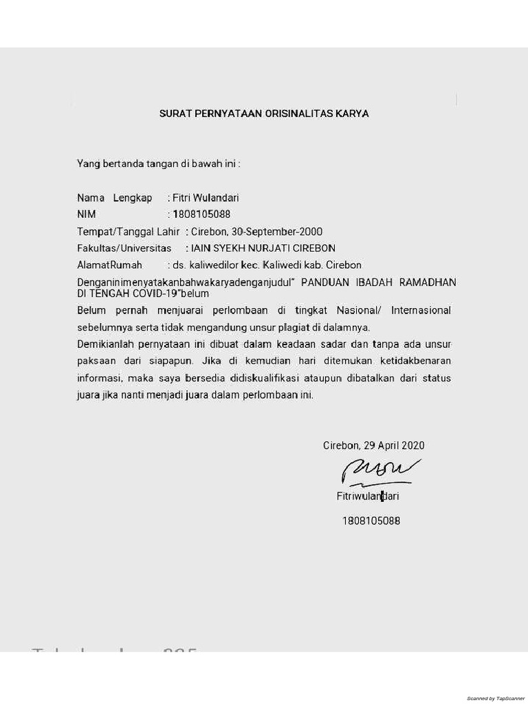 Surat Orisinil Karya | PDF