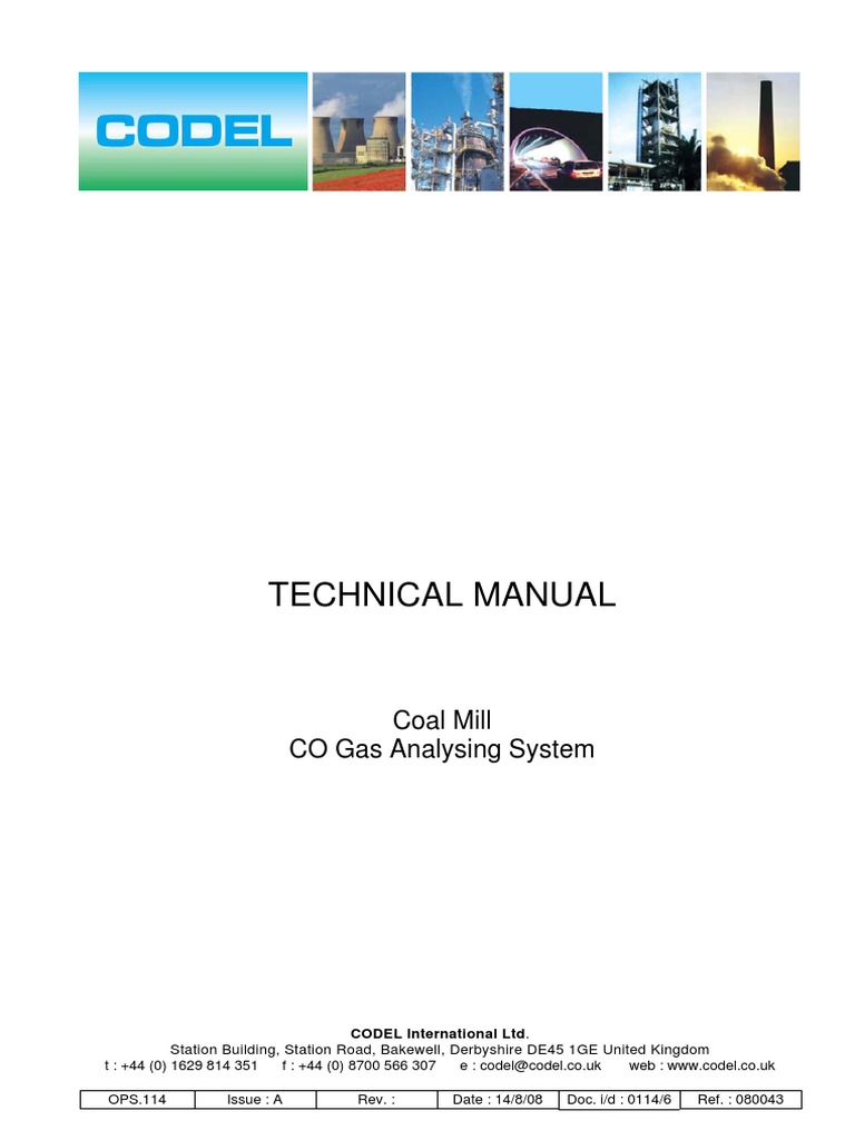 Coal Mill CO Analyzer Codel Manual | PDF | Duct (Flow) | Calibration
