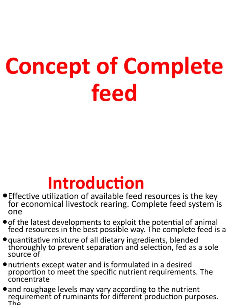 Concept of Complete Feed | PDF | Ruminant | Dietary Fiber