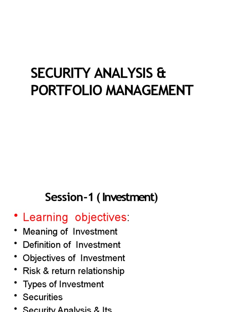 Security Analysis & Portfolio Management | PDF | Investing | Securities ...