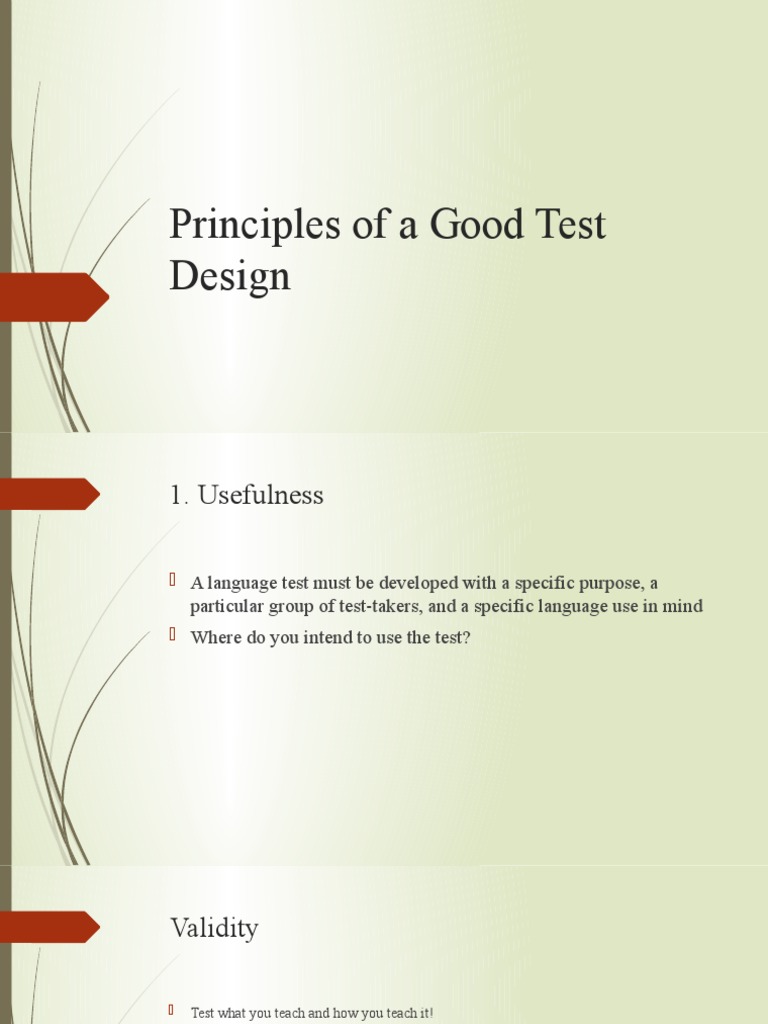 Principles of A Good Test Design | PDF | Educational Psychology ...