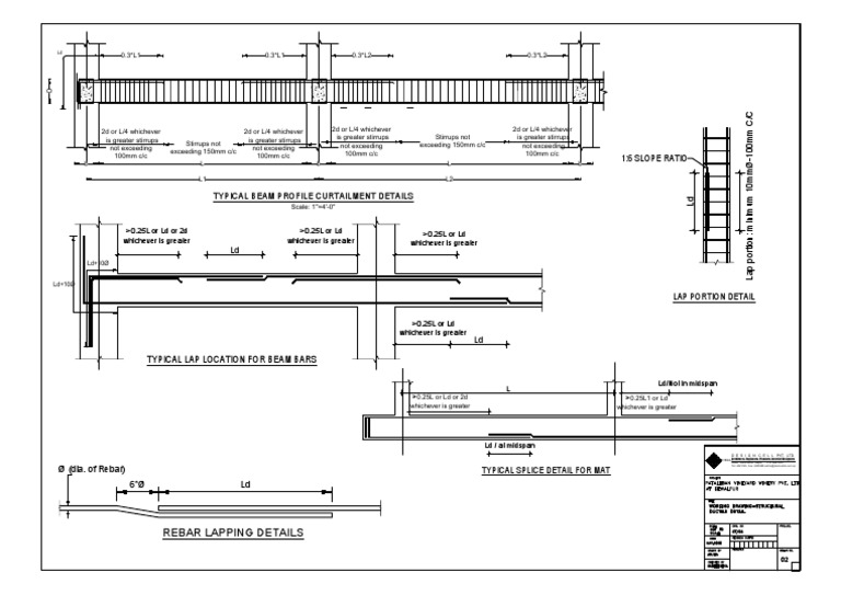 Rebar Lapping Details: Typical Beam Profile Curtailment Details | PDF ...