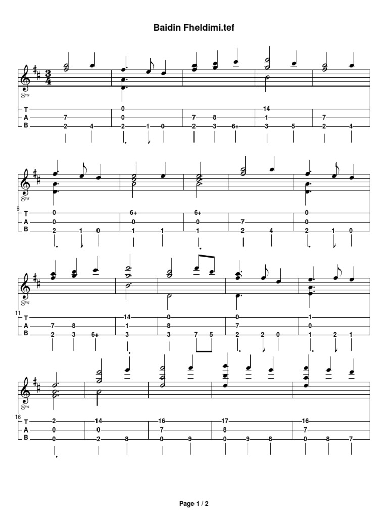 Baidin Fheldimi Tablature Sheet | PDF