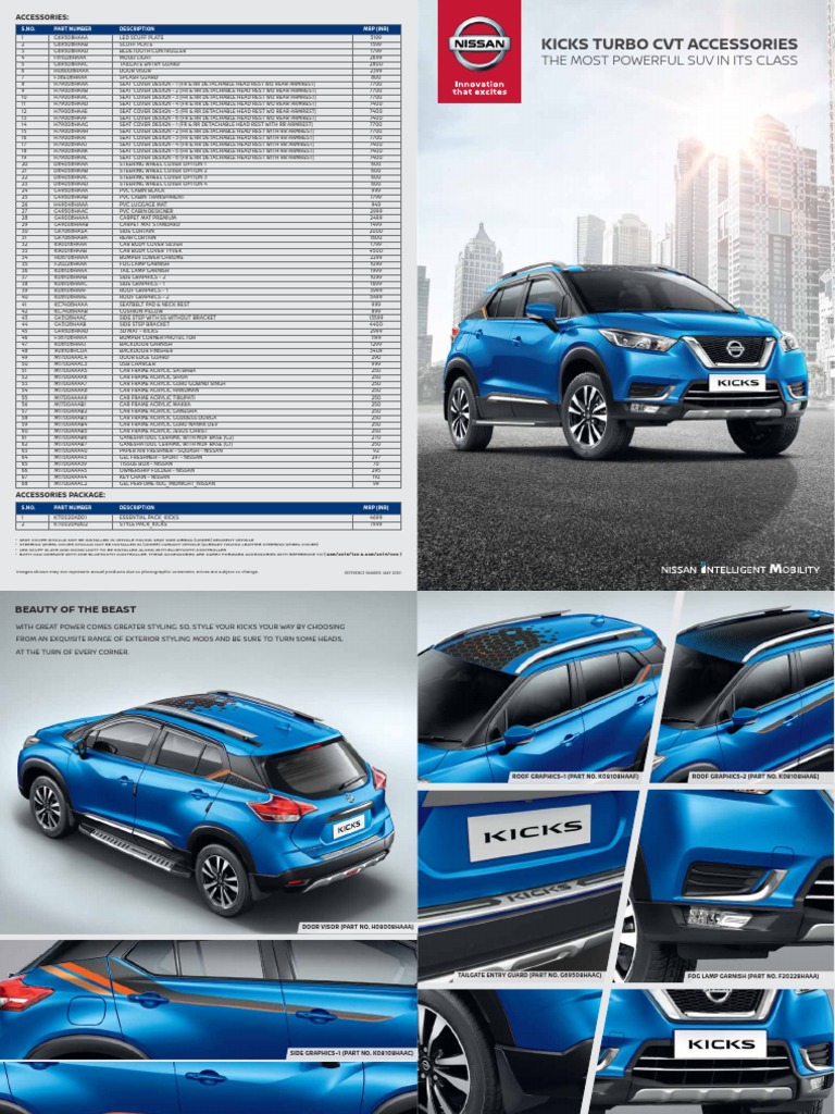 Nissan Kicks Accessories Catalog 2020 | PDF | Land Vehicles | Motor Vehicle