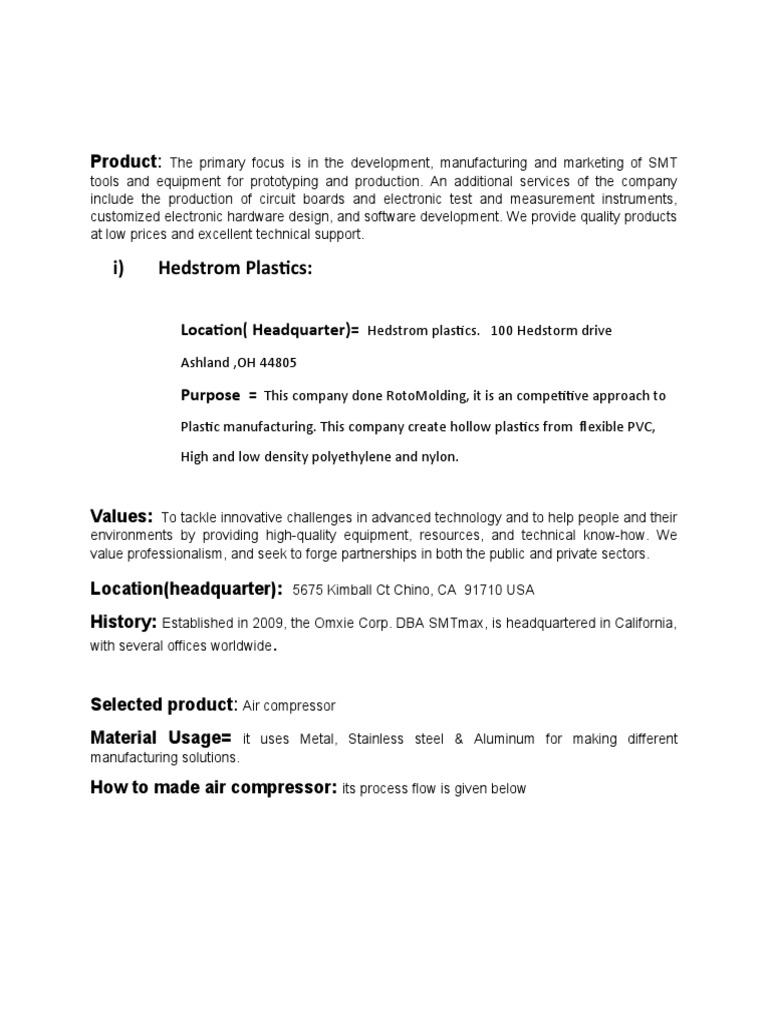 I) Hedstrom Plastics:: Product | PDF