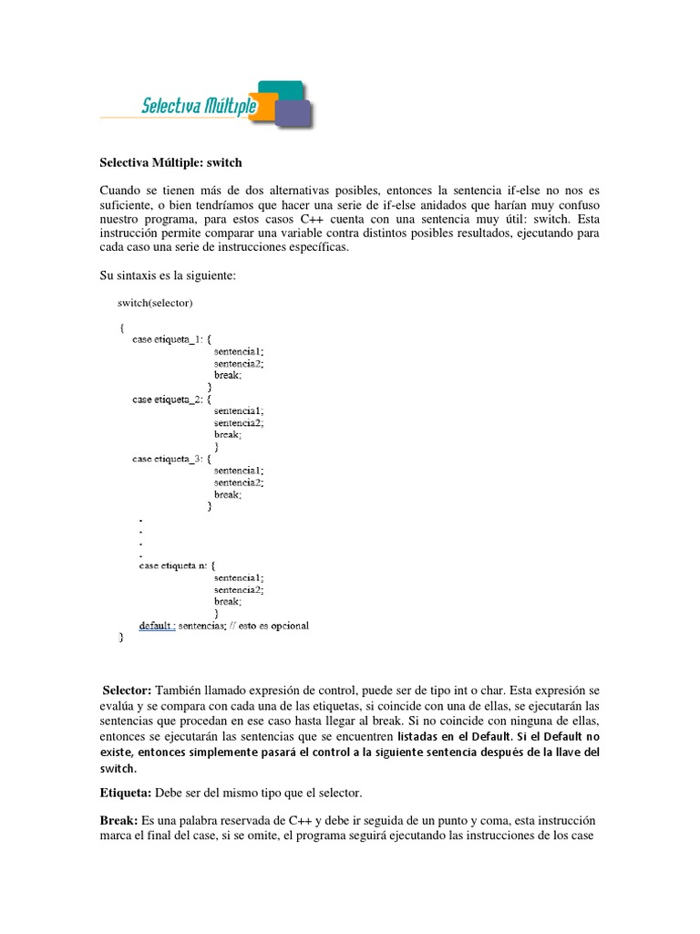 Selectiva Múltiple | PDF | C ++ | Programación de computadoras