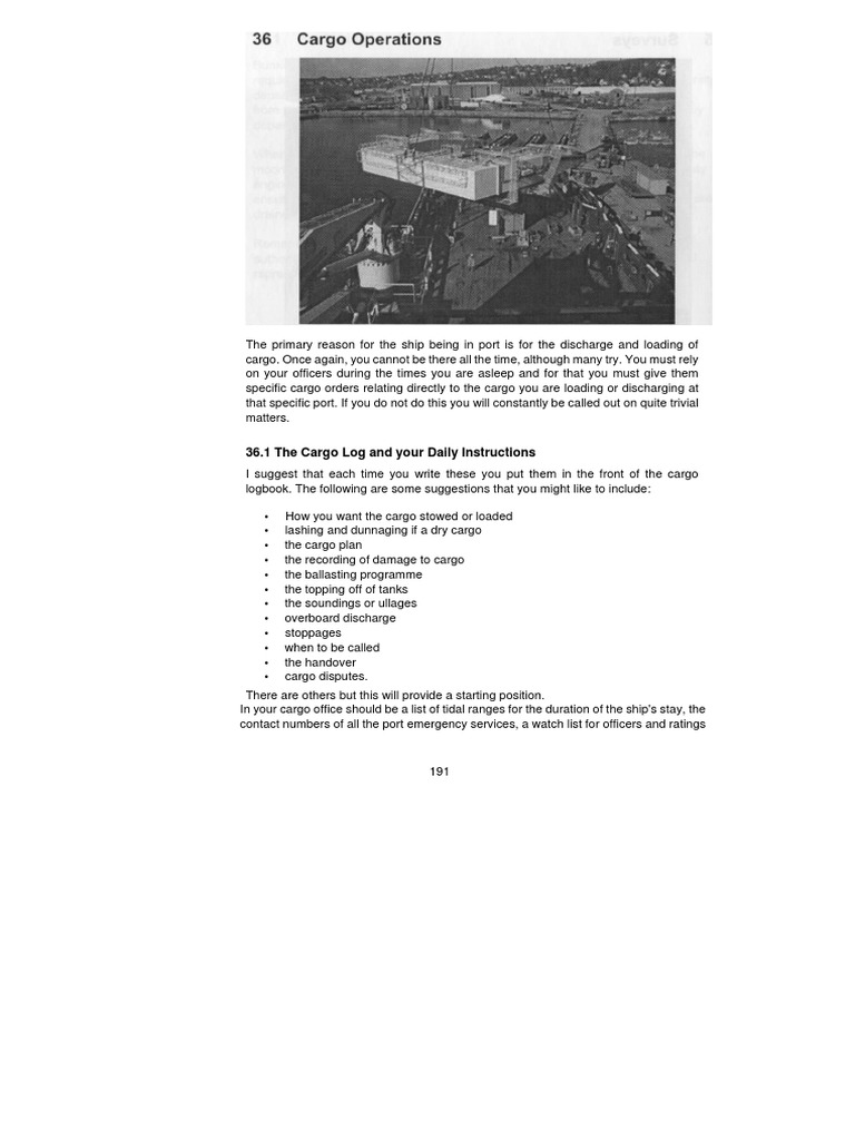 36.1 The Cargo Log and Your Daily Instructions | PDF