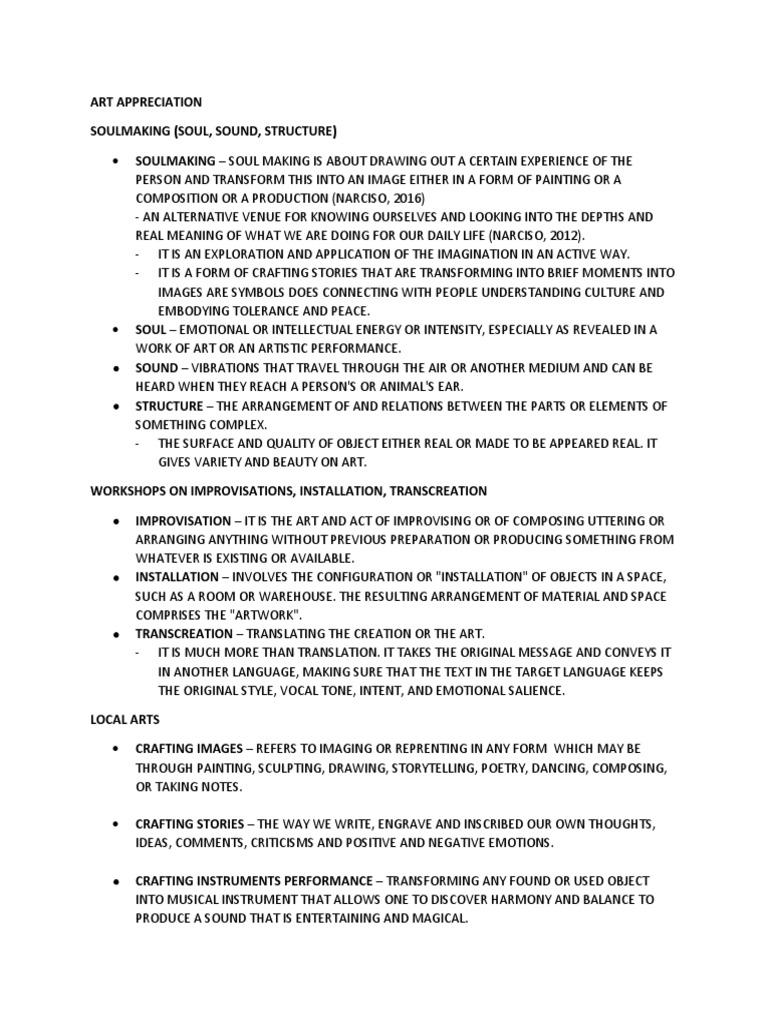 Art Appreciation Soulmaking (Soul, Sound, Structure) | PDF | Printing ...