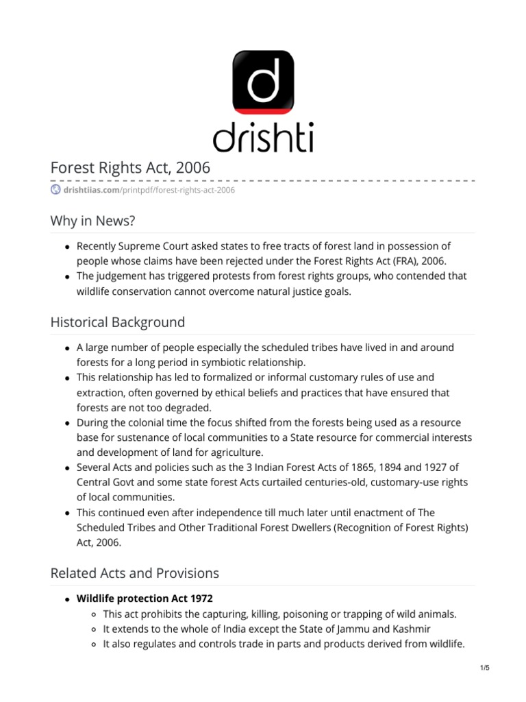 Forest Rights Act 2006 | PDF | Environmental Social Science | Justice
