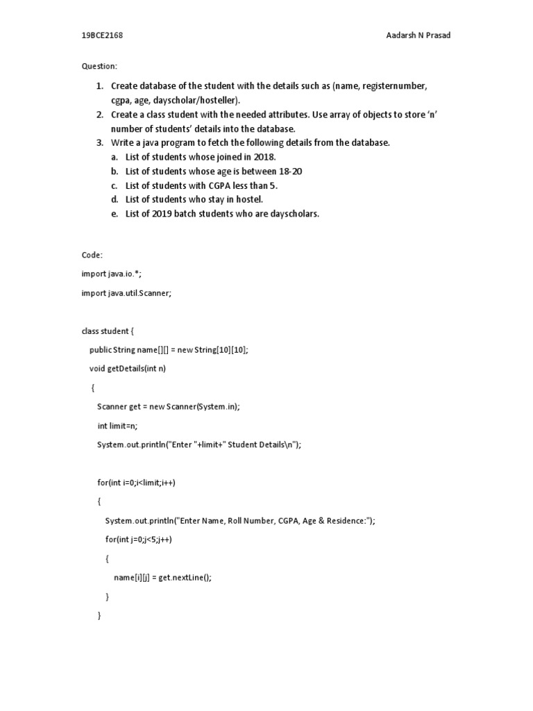 JAVA Cycle Sheet 3 CSE1007 | PDF | Digital Technology | Computer Science