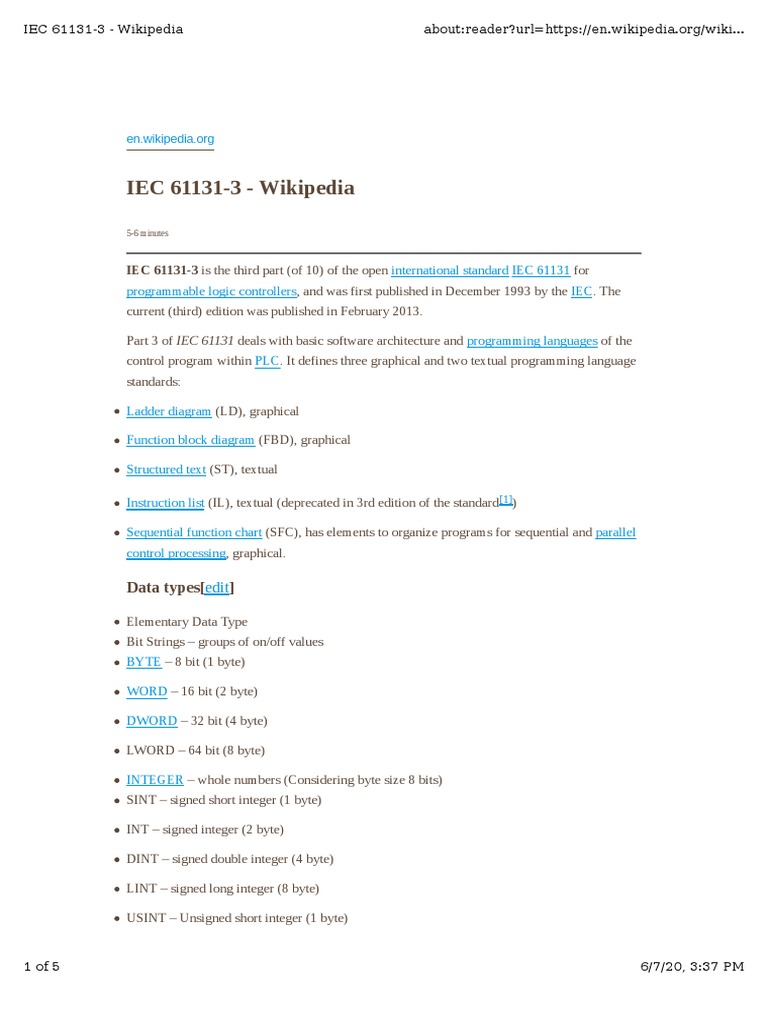 IEC 61131-3 - Wikipedia: International Standard IEC 61131 Programmable ...