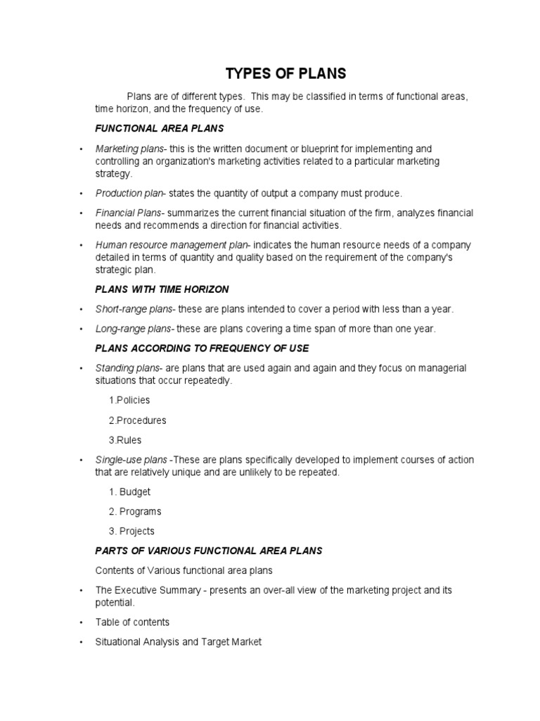 Types of Plans | PDF
