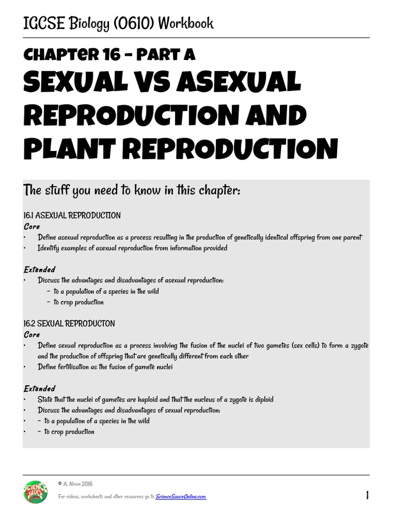 Sexual Vs Asexual Reproduction and Plant Reproduction: IGCSE Biology ...