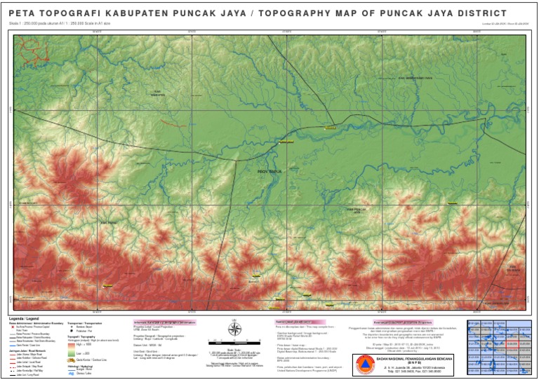 Peta Topografi Kabupaten Puncak Jaya / Topography Map of Puncak Jaya ...