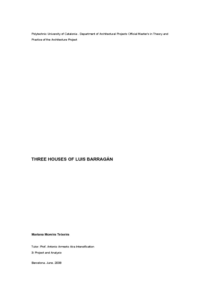 3 HOUSES Luis Barragan - English-Roquime | PDF | Porch | Window