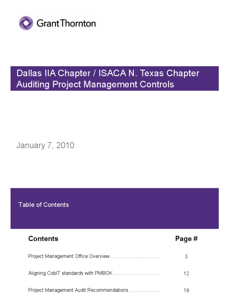GT Auditing PM Controls | PDF | Project Management | Risk Management