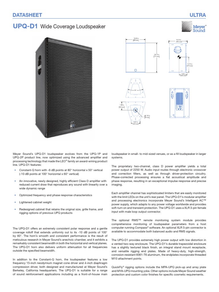UPQ-D1: Wide Coverage Loudspeaker | PDF | Loudspeaker | Amplifier