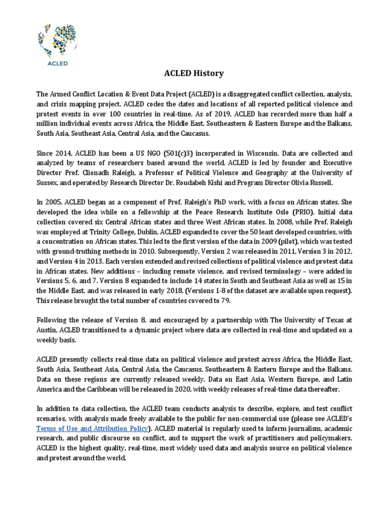 ACLED History | PDF | Data | Computing