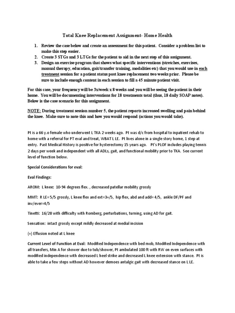 Total Knee Replacement Assignment-Documentation and Clinical Decision ...