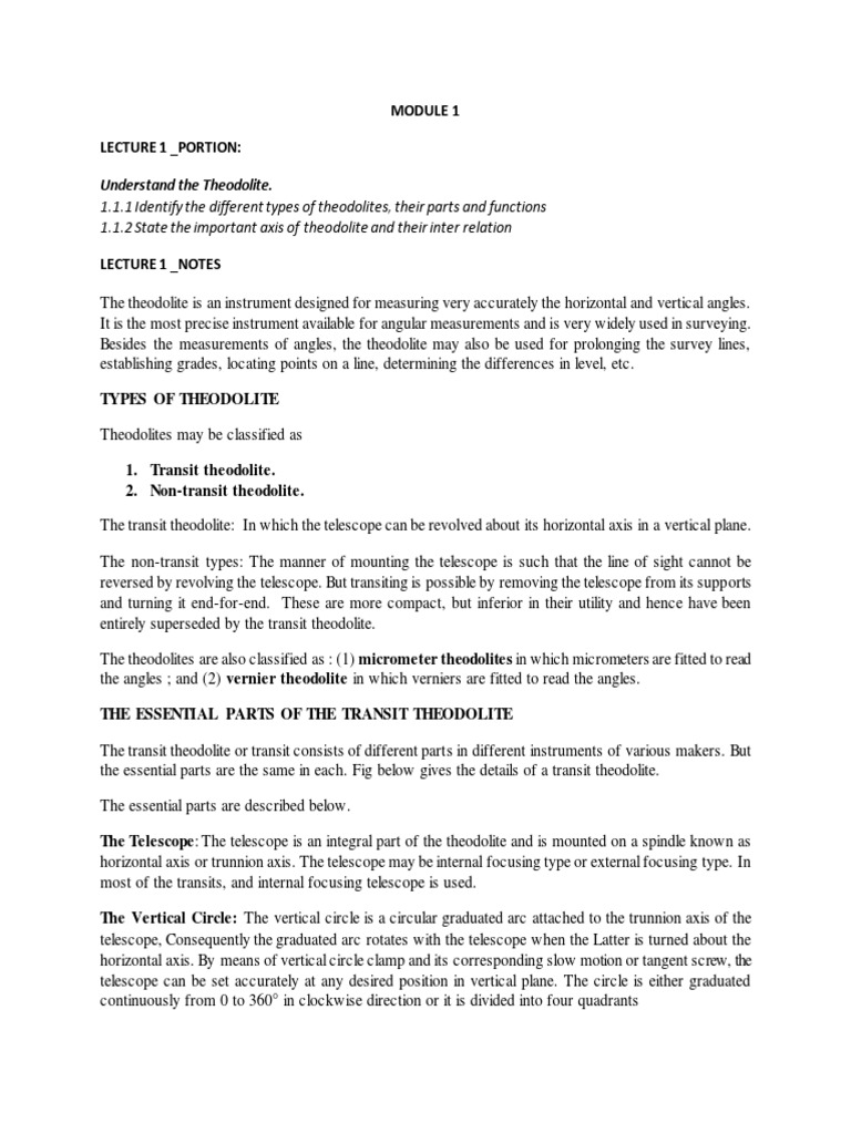 Survey 2 - Module 1 - Lecture Note - 1 | PDF | Equipment | Scientific ...