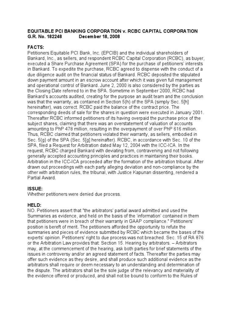 Equitable Pci Banking Corporation V. RCBC Capital Corporation G.R. No ...