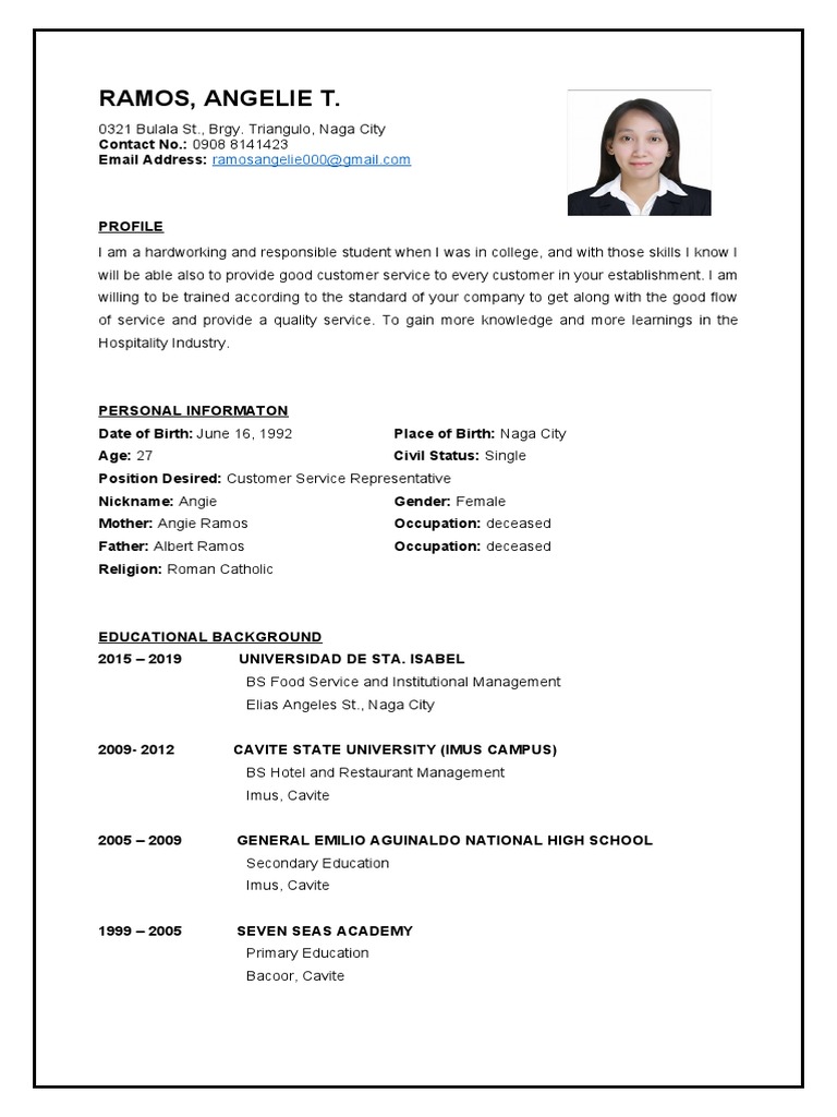 Profile of Angelie T. Ramos | PDF