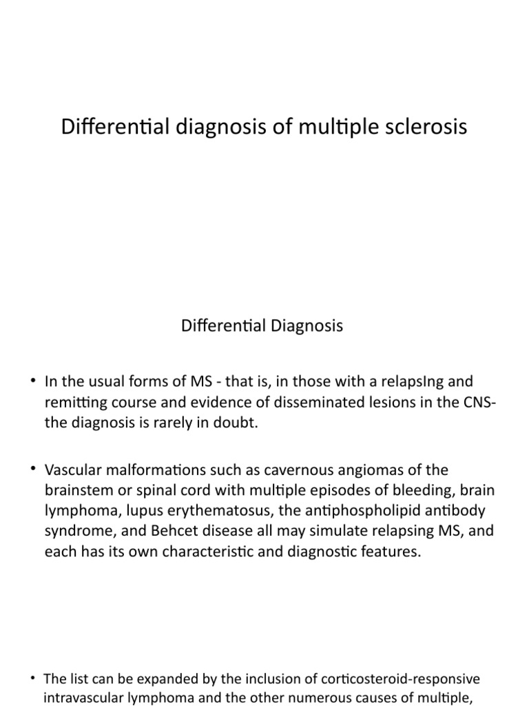 DDX of Multiple Sclerosis | PDF