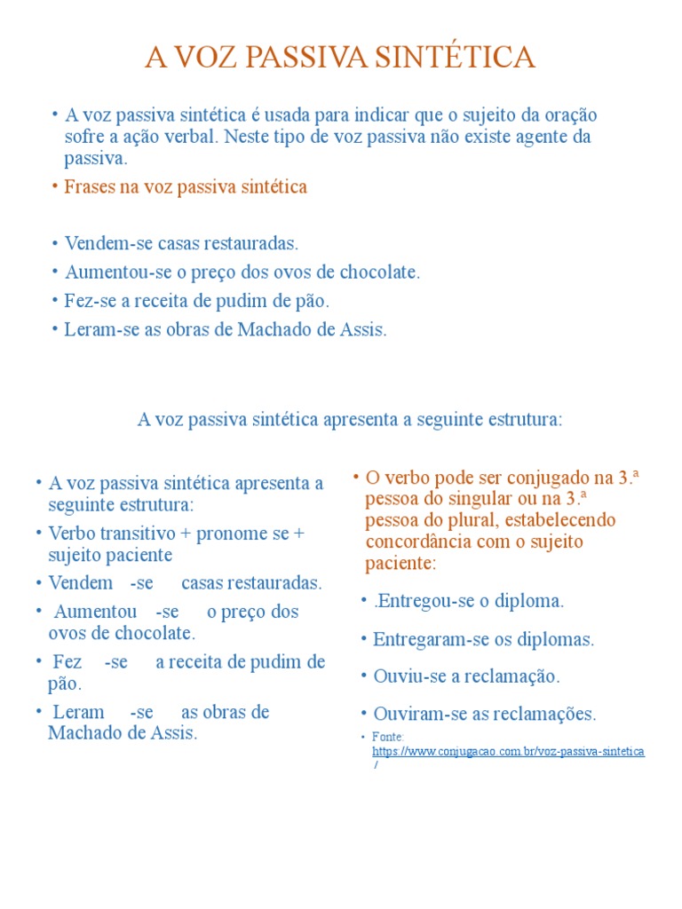 Características e estrutura da voz passiva sintética | PDF