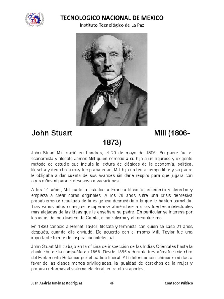 Biografía de John Stuart Mill | PDF | John Stuart Mill | Teorías ...