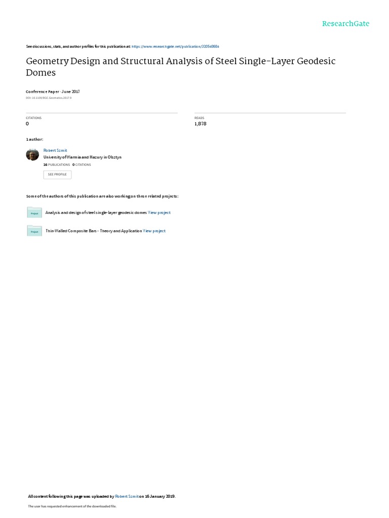 Geometry Design and Structural Analysis of Steel Single-Layer Geodesic ...