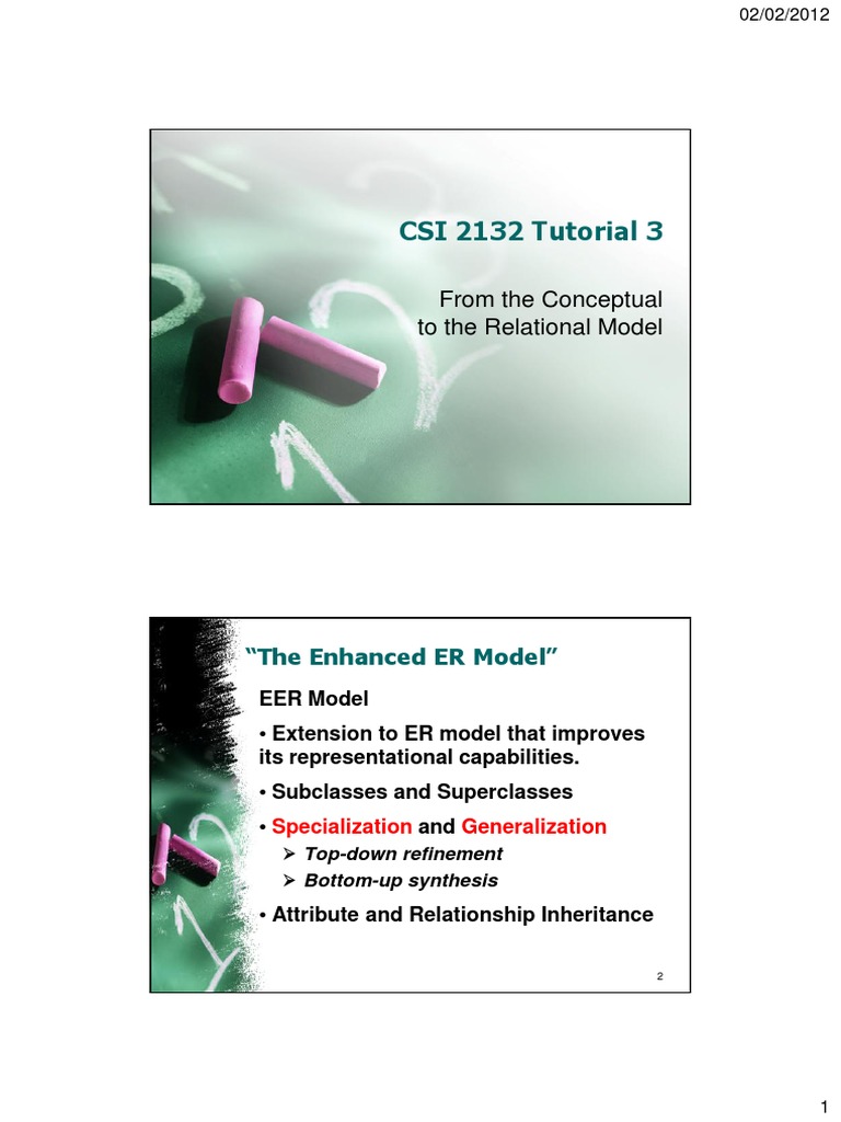 CSI 2132 Tutorial 3: From The Conceptual To The Relational Model | PDF ...